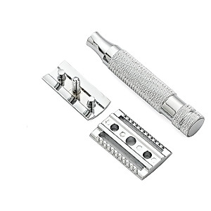 OnePlace Gifts Engraved Twin Edged Safety Razor Personalized Heavy Duty Shaving Razor For Men - 5 Blades Included