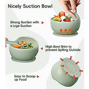 Silicone Baby Feeding Set, Complete Baby Led Weaning Supplies Bpa Free, 8 Pack Baby Eating Supplies with Infant Suction Bowl and Plates, Bowl Cup Spoon and Fork Set, Infant Utensils Dish for Baby