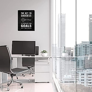 Inspirational Framed Office Canvas Wall Art Motivational Quote The Key to Success Is to Focus on Goals Not Obstacles Artwork Wall Pictures HD Print for Living Room Bedroom Easy to Hang 12 x 15 inch