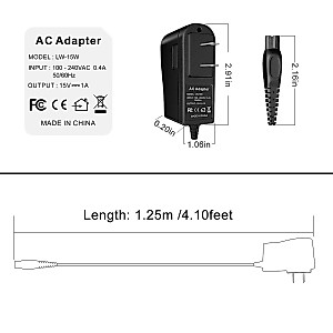 Fancy Buying 15V 1A, HQ8505 AC Adapter Power Cord Charger for Philips HQ8505 HQ-8505 272217190075 S3310 Replacement Wall Barrel Shaver Plug (Faster Charge Than 15V/0.5A, 15V/0.36A)