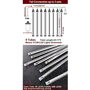 TAO XIANG QI 288 LED Christmas Lights Meteor Shower Rain Lights Outdoor Decor,8 Tube 12.2 Inch Waterproof Plug in Falling Rain Fairy String Light Christmas Decor Outdoor Tree Holiday Party Home(Blue)