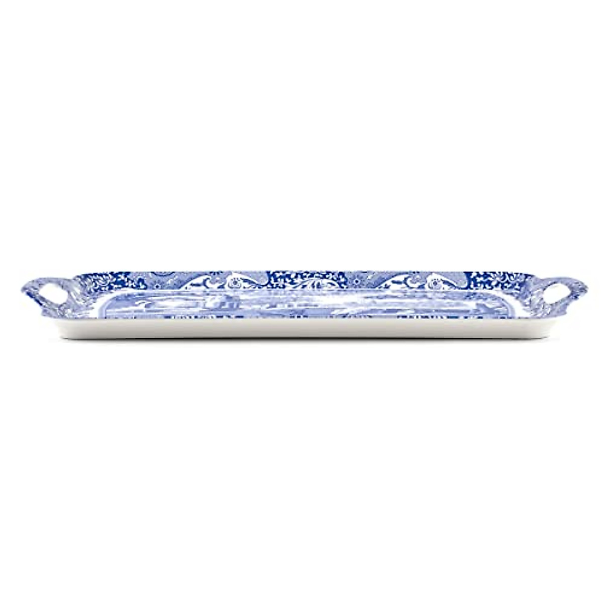 Pimpernel Spode Blue Italian Collection Large Handled Tray | Serving Tray for Lunch, Coffee, or Breakfast | Made of Melamine for Indoor and Outdoor use | Measures 18.9" x 11.6" | Dishwasher Safe