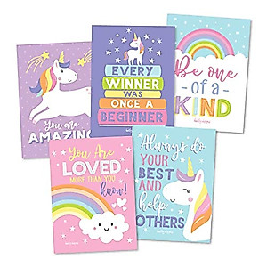 25 Unicorn School Lunch Box Notes For Kids, Inspirational Motivational Cards Boys Girls From Mom, Encouraging Student Children Teens, Thinking of You Positive Affirmation Encouragement Lol Fun Love