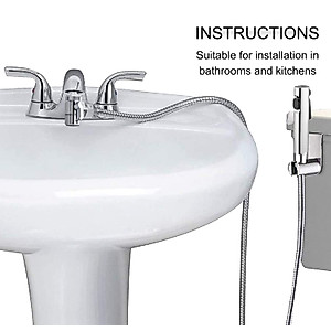 Bidet Hand Held Shower Set Dual Jet Mode Nozzle ABS Plastic Baby Cloth Diaper Spray Set with Faucet Dispenser Spring Hose Wall Mount Bracket
