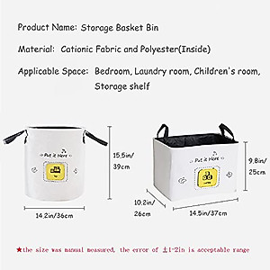 LLoptial Storage Basket, Fabric Storage Organizer Box with 4 Stickers for Home, Office, Shelf, Pet/Children Toys, Books, Clothes, Dolls