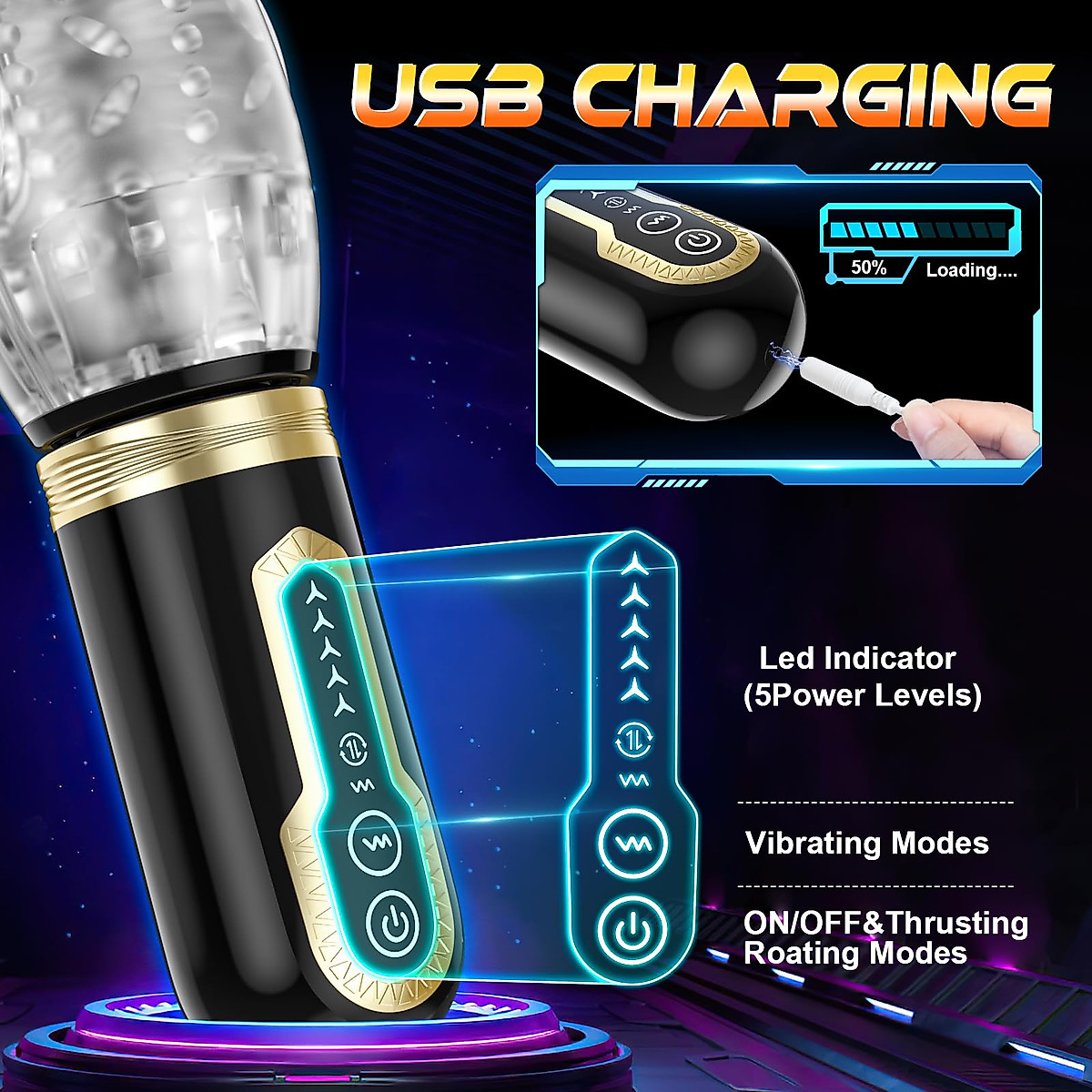 Automatic Blowjob Male Masturbator, Adult Sex Toys for Men, 7 Vibrating & 5 Rotating & 5 Thrusting Modes with Penis Stimulation, Rotating Male Masturbation Pocket Pussy for Men Pleasure Realistic