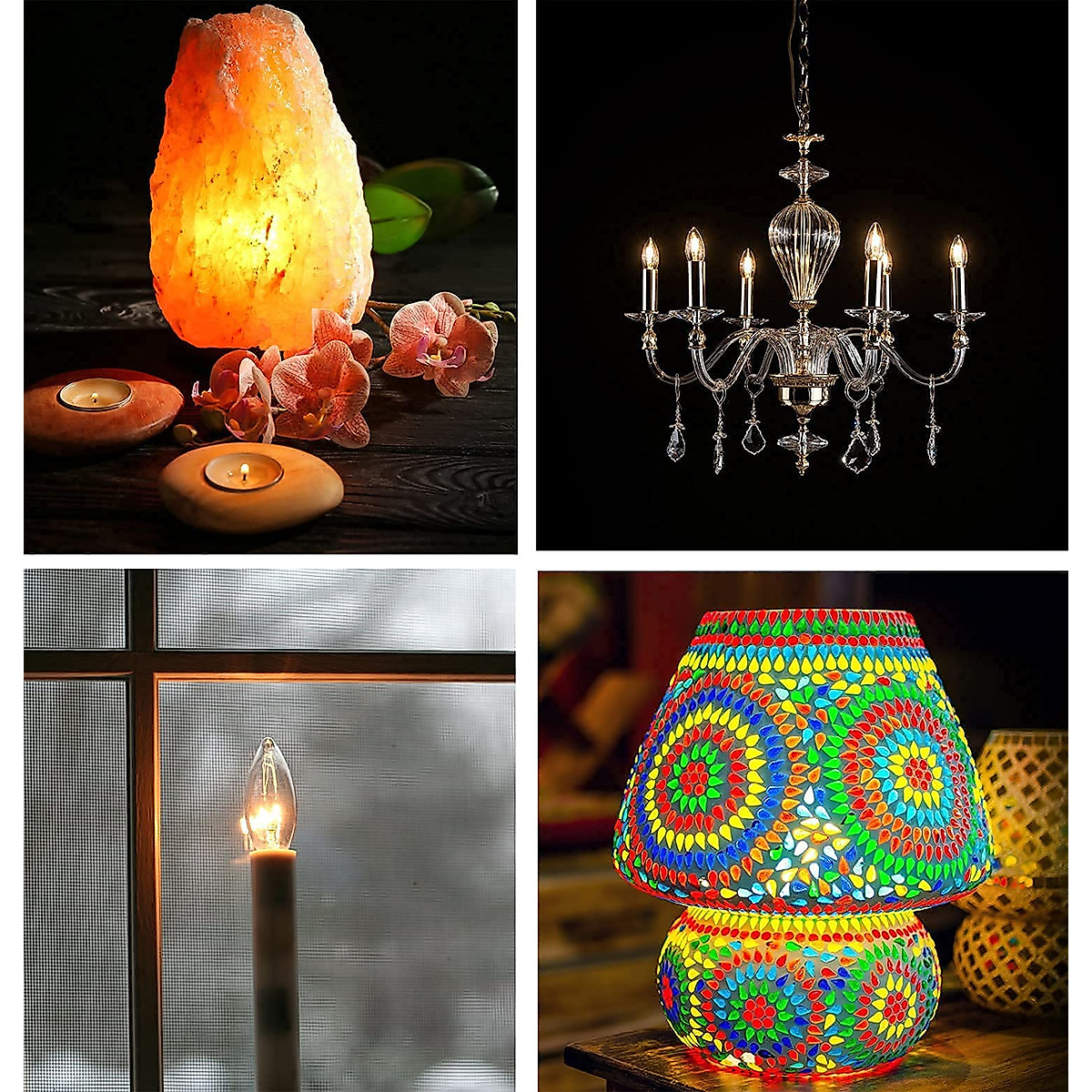 Mandala Crafts Pack of 12 E12 25W Flame Tip Candelabra Light Bulbs for Appliance Chandelier Light Bulb