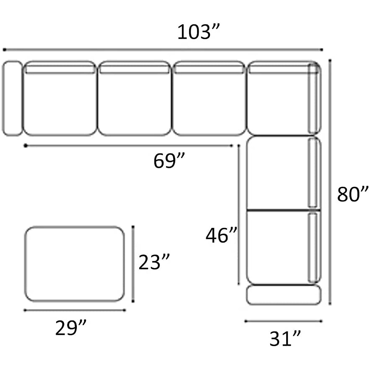 7 Pieces Modular Sectional Sofa, Indoor Convertible Furniture Fabric Upholstered Couch with Ottoman for Living Room