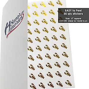 Lobster Food Choice Stickers for Place Cards- Meal Stickers (Clear with Gold Icon) by Savor The Memories
