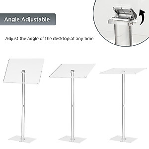 Goyappin Acrylic Podium Stand, Clear Podium,Pulpits for Churches,Transparent Presentation Lectern,for Churches, Weddings, Classroom, Conference ,23.6" L x 15.7" W x 42.3" H