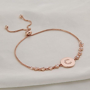 WUSUANED Rose Gold Initial Bracelet Letter Bracelet Adjustable Chain Bracelet Personalized Jewelry For Women (rose gold-C)