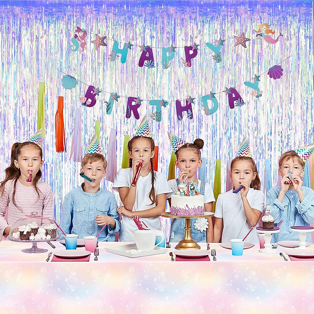 Fecedy 2pcs 3ft x 8.3ft Rose Gold Metallic Tinsel Foil Fringe Curtains Photo Booth Props for Birthday Wedding Engagement Bridal Shower Baby Shower Bachelorette Holiday Celebration Party Decorations