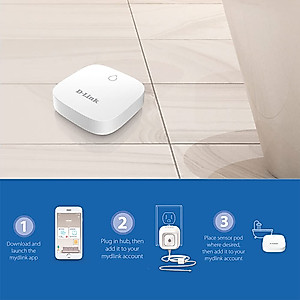 D-Link Wi-Fi Water Sensor Add-on, Long Range Battery Powered, Compatible Only with DCH-S1621KT, Whole Home with App Notifications (DCH-S163)