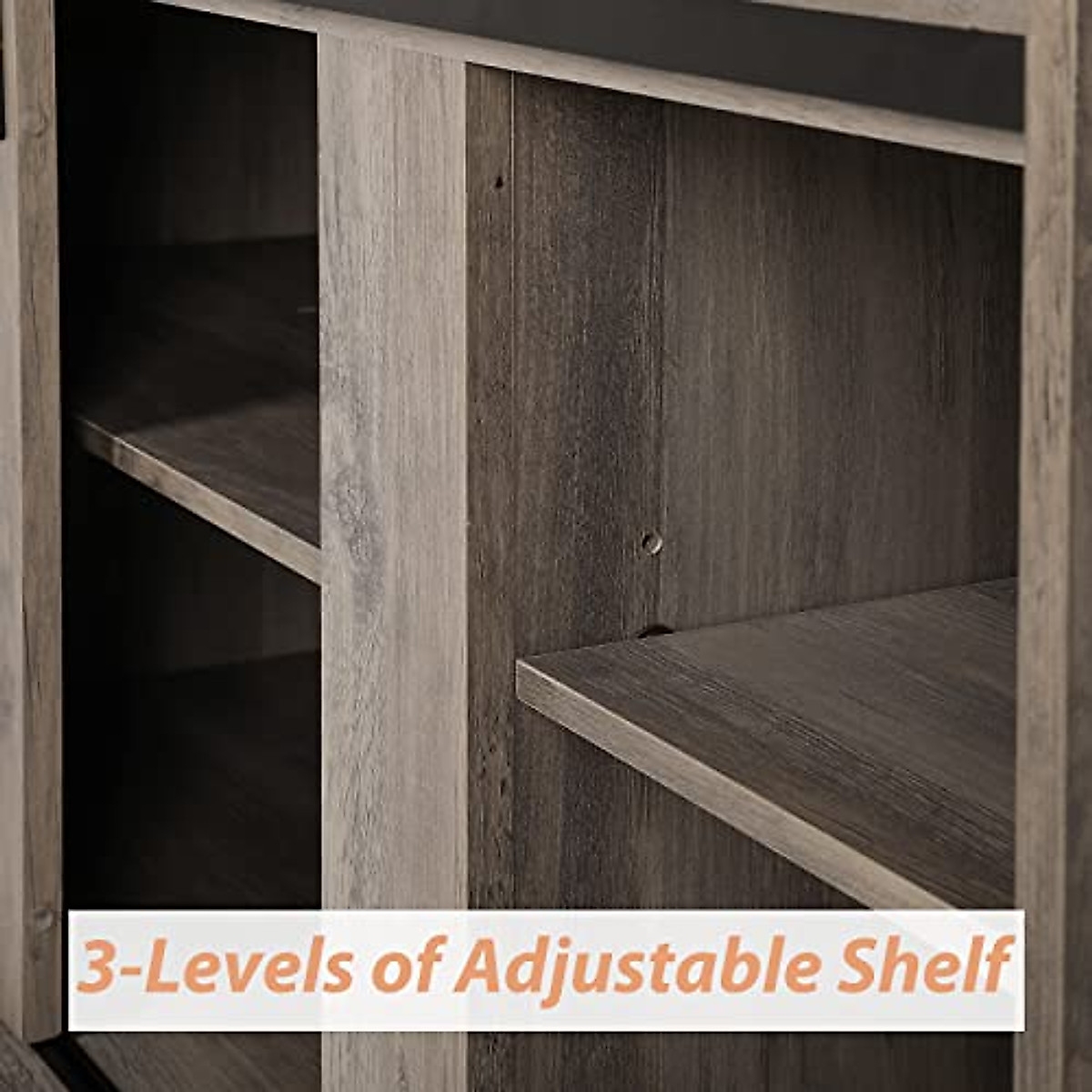 LGHM Entertainment Center, Farmhouse TV Stand for 65 inch TV, 58" Wood TV Stand with Sliding Barn Door, Tall TV Console and Ideal Media Storage with Flip Drawers, Wash Gray