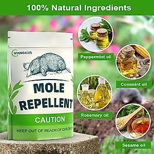 Whemoalus Mole Repellent Balls for Outdoor,Rodent Repeller for Outdoor,Vole Repellent Gopher Repellent Balls, Mothballs for Rodents Outdoor,Keep Moles and Voles Out of Your Lawn and Garden 8 Balls/Bag