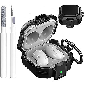 OTOPO Lock Case for Samsung Galaxy Buds 2 Pro/Galaxy Buds 2/Galaxy Buds Pro/Galaxy Buds Live Case with Cleaning Kit Men Women Protective Case Cover for Samsung Earbuds Case - Black