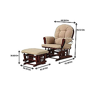 Coaster Furniture Modern Hoop Glider Chair and Ottoman Tan Microfiber Fabric Cherry Brown 650010