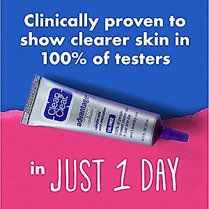 Clean & Clear Advantage Acne Spot Treatment Gel Cream, 2% Salicylic Acid Acne Medication, Witch Hazel, Oil-Free Gel Pimple Cream for Adults & Teens, Salicylic Acid, 3 x.75 Fl. Oz