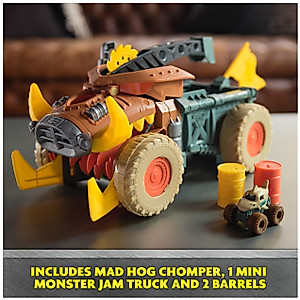 Monster Jam Mini Jam, Megalodon Mad Hog Chomper and Monster Truck, Fun Cleanup and Storage, Kids Toy Gifts for Boys and Girls Ages 3 and Up