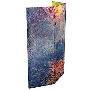Red Lantern Double Sided Works of Monet Canvas Impression Sunrise/Houses of Parliament Folding Screen, 4 ft Short - 3 Panel, Multicolor