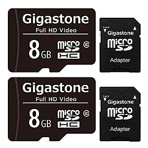 Gigastone 8GB 2-Pack Micro SD Card, Full HD Video, Surveillance Security Cam Action Camera Drone, 85MB/s Micro SDHC Class 10