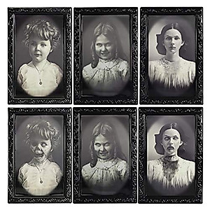 Halloween Decoration Indoor Scary Gothic Wall Decor 3D Changing Face Moving Picture Frames Portrait, Horror Poster Castle Haunted Mansion Decor House Decoration Party Supplies