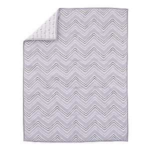 NoJo Little Love Grey and White Chevron 3 Piece Crib Bedding Set - Comforter, Fitted Crib Sheet and Dust Ruffle
