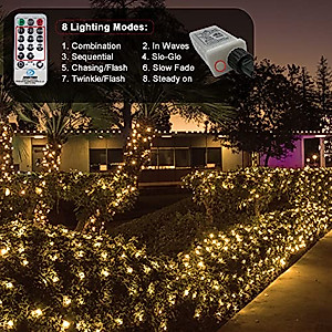 20ft x 13ft Christmas Net Lights Outdoor Mesh Lights - 660 LED Waterproof 8 Modes Remote Timer Dimmable Ceiling Fairy Blanket Lights Plug In for Canopy Roof Wall Bush Lawn Yard Garden (Warm White)