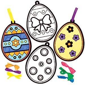 Baker Ross AT425 Easter Egg Color in Fuzzy Art Ornaments - Pack of 12, Creative Art and Craft Supplies for Kids to Make and Decorate