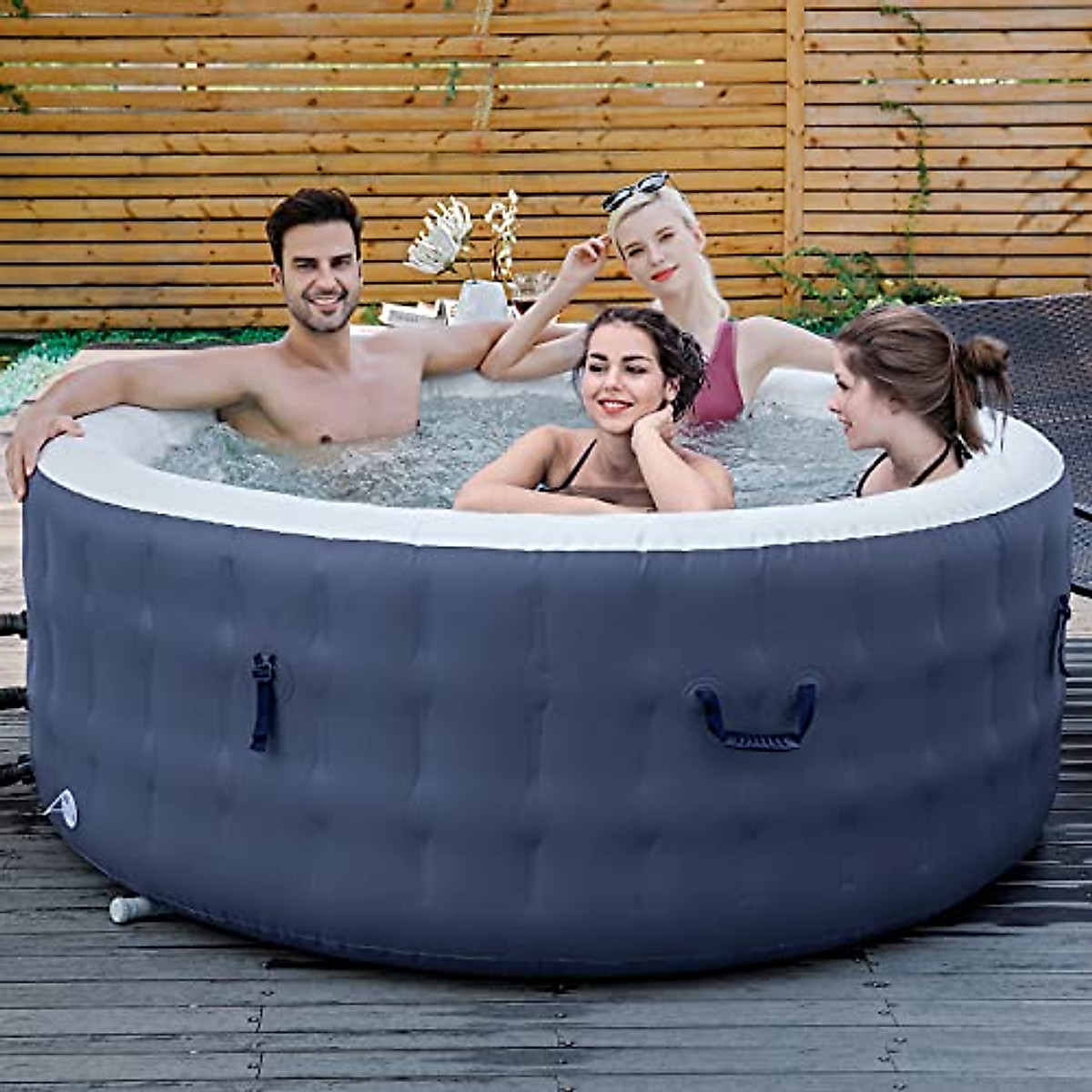 #WEJOY Inflatable Hot Tub 76 x 76 x 27 in Air Jet Spa 5 Person Outdoor Round Heated Hot Tub Spa with 120 Bubble Jets