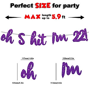 Oh S*it I’m 22! Banner Backdrop Glitter Purple Hello 22 Cheers to 22 Years Old Theme Decorations Decor for Man Woman Happy 22nd Birthday Party Supplies Photo Studio Prop Favors