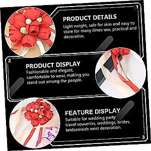 VOSAREA 5Pcs Wrist Flower Wedding Bridal Rose Hand Flowers Bridal Hand Flower Corsage Wristlet Prom Dresses Wedding Corsages Flower Corsage Ballgown Peony Silk Flower Bride Wedding Flowers