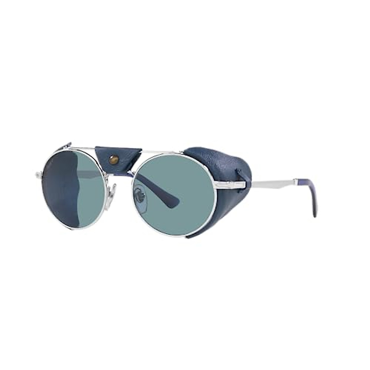 Persol PO2496SZ Round Sunglasses, Silver/Green Polarized, 52 mm