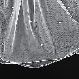 CCINEE Bachelorette Party Pearl Bridal Veil, Women's Short Wedding Veils with Comb 2 Tier Beads Bridal Veil Headband Decorations for Bride To Be Gift Wedding 40cm/15.7"(Ivory)