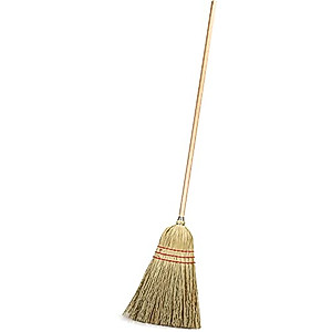 Carlisle FoodService Products 4134967 Corn Blend Warehouse Broom Straw with Wood Handle, 10" Bristle Trim, 55" Length, Natural (Case of 12)