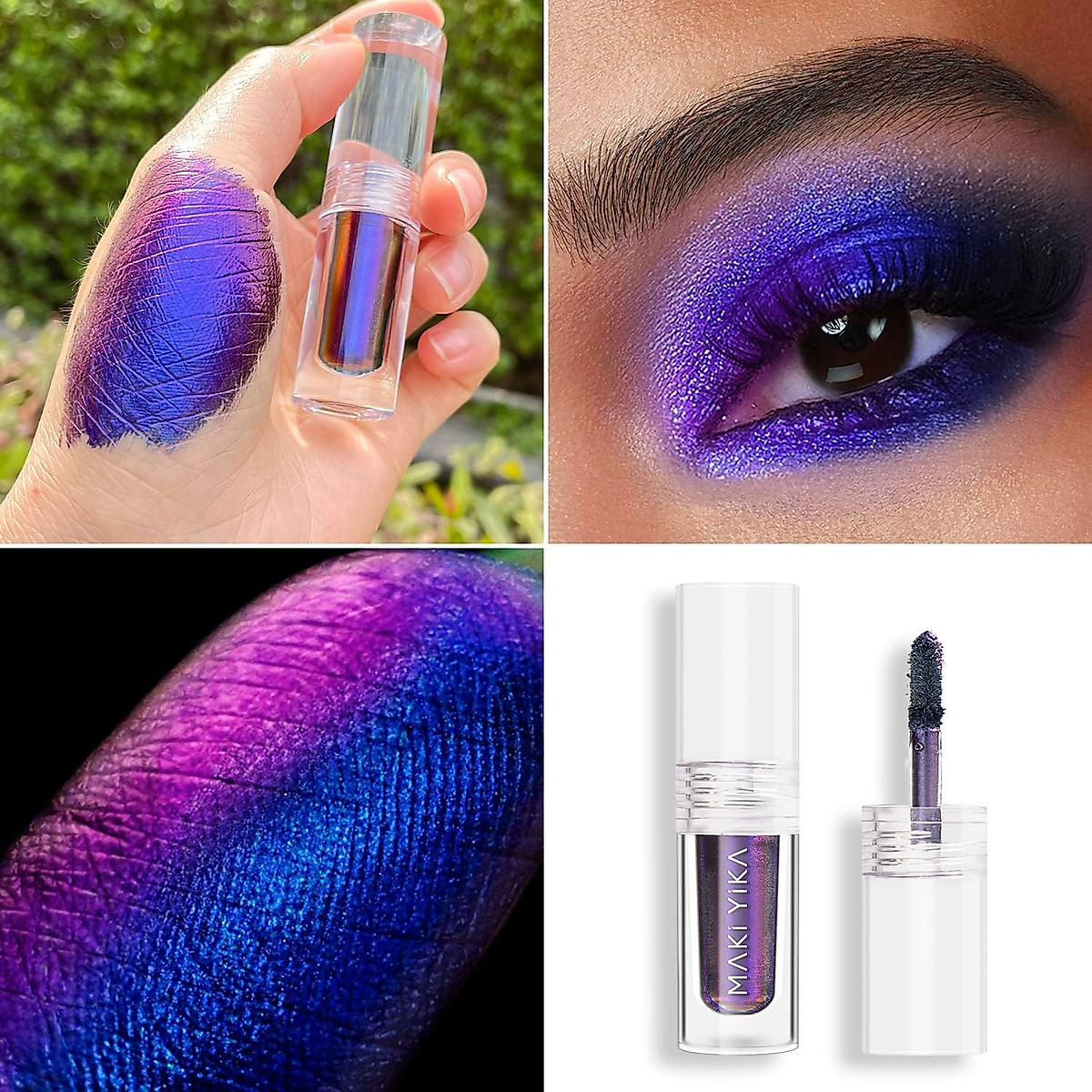 MAKI YIKA Glitter Eyeshadow Purple Liquid Multichrome Eyeshadows Long Lasting, Metallic Chameleon Eye Shadow Smudgeproof Holographic Multi-Dimensional Eye Looks (#1 Twilight)