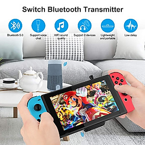 SZMDLX Bluetooth 5.0 USB-C Audio Transmitter, 3.5 mm Mic for Voice Chat Support, Plug and Play for PS5 / PS4 / Other Devices, PC, Black