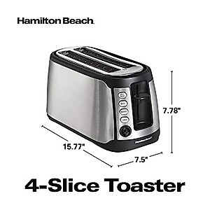 Hamilton Beach Extra Wide Slot Toaster with Shade Selector, Bagel, Keep Warm and Defrost Settings, Auto-Shutoff and Cancel Button, 4 Slice, Stainless Steel
