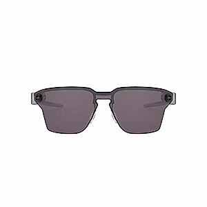 Oakley Men's OO4139 Lugplate Square Sunglasses, Satin Black/Prizm Grey, 39 mm