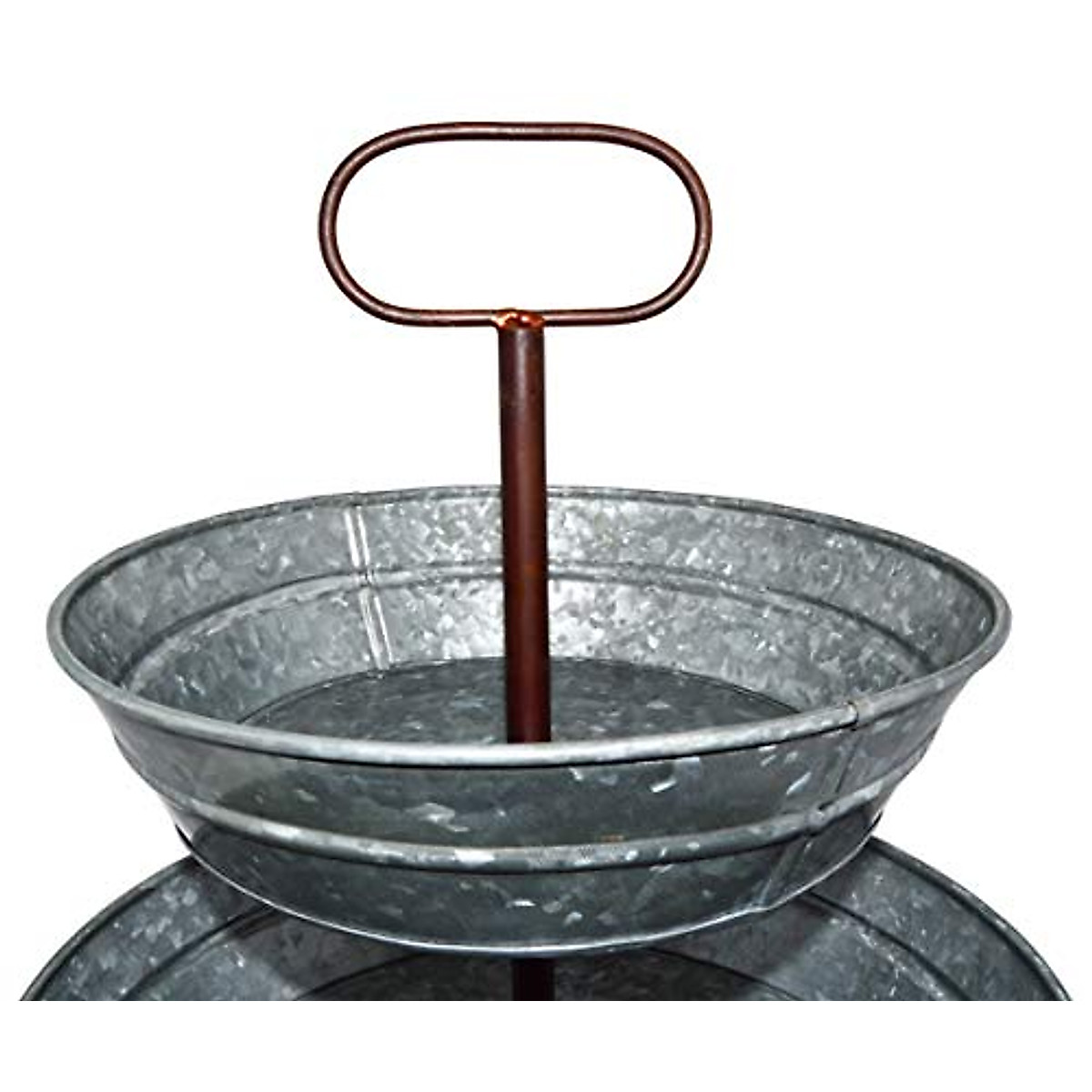 3 Tier Galvanized Steel Serving Tray with Handle, Rustic Vintage Farmhouse Style Party Platters for Cupcakes, Fruit, and Other Desserts or Foods - SciencePurchase