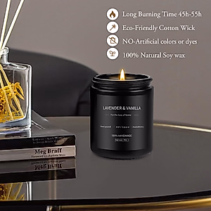 Scented Candles Black for Men, Lavender & Vanilla Jar Candles, Soy Candles for Home Scented, Aromatherapy Candles Gifts for Women & Men, 7oz