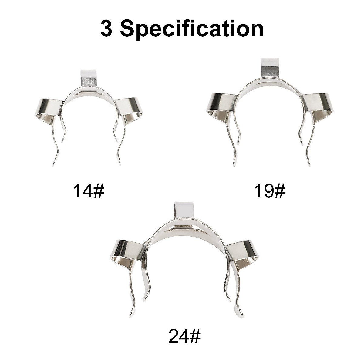 XCD Metal Joint Clips for 14/20 Glass Ground Joint Lab Accessory, 5 Pieces Nickel-Plated Steel Joint Clips 14 mm Lab Keck Clamp #14 Keck Clips