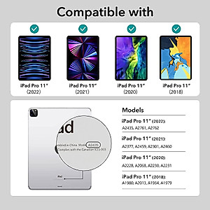 Hi Space for iPad Pro 11 inch Case 2022 2021 2020 2018 4th 3rd 2nd 1st Generation with Pencil Holder, Frosted Colorful Leaf Trifold Stand Protective Shockproof Cover Auto Sleep Wake