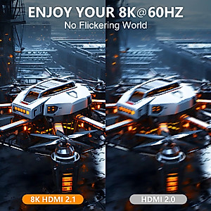 PowerBear 10K 8K HDMI 2.1 Cable 6 ft | 48Gbps High Speed 4K@120Hz Braided Cord 144Hz 8K@60Hz, eARC, Dynamic HDR 10,for Laptop, Monitor, PS5, PS4, Xbox One, Fire TV, Apple TV