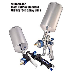 Dynastus 1 Quart Gravity Feed Paint Pot Aluminum Spray Gun Cup with Nylon Snug Fitting Press Fit Lid, 3/8" Attachment Thread