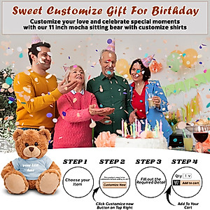 Plushland Teddy Bear 11 Inch, Stuffed Animal Personalized Gift - Great Present for Mothers Day, Valentine, Graduation, Birthday,Anniversary, get Well,Christmas (Mocha Bear, Baby Blue)