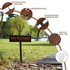 Dragosum 8FT Garden Pathway Wooden Walkway, Outdoor Path Straight Walkway Roll Out Plow and Hearth Wooden Walkway, Decorative Lawn Patio Pavers Boardwalk Beach Wedding Party (Straight)