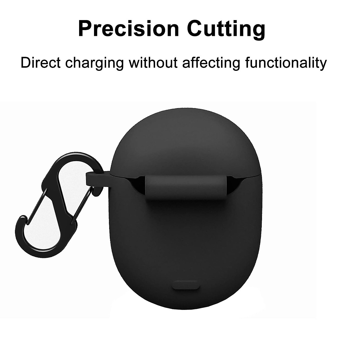 HXFRTYU Case Compatible with Google Pixel Buds Pro, Soft Silicone Shockproof Protective Cover with Carabiner Accessories, Black