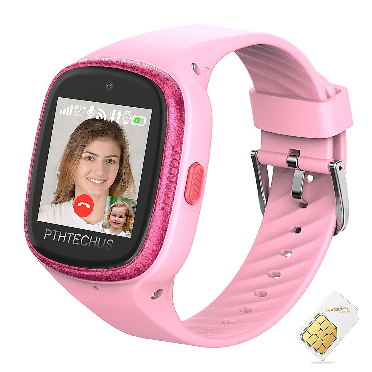 PTHTECHUS 4G Smartwatch Phone for Children - Kids Smart Watch with WiFi, Dail, Voice Messages & Video Calls, GPS Location, Students School Mode, SOS, Camera and Pedometer for Boys Girl Present