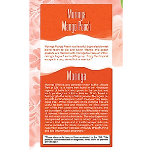 Davidson's Organics, Moringa Mango Peach, 25-count Tea Bags, Pack of 6